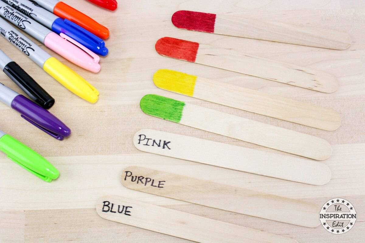 Color Matching Popsicle Stick Crafts for Kids · The Inspiration Edit