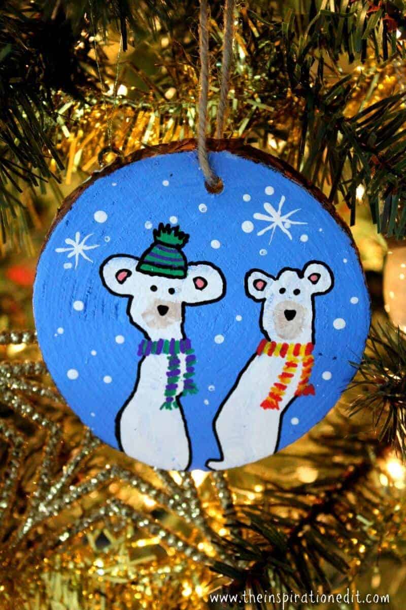 Polar Bear Ornament Finger Print Decorations The Inspiration Edit