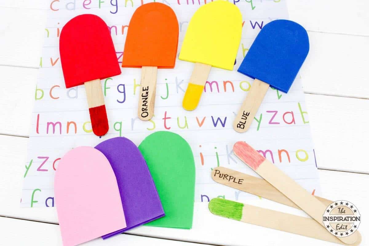 Color Matching Popsicle Stick Crafts For Kids · The Inspiration Edit