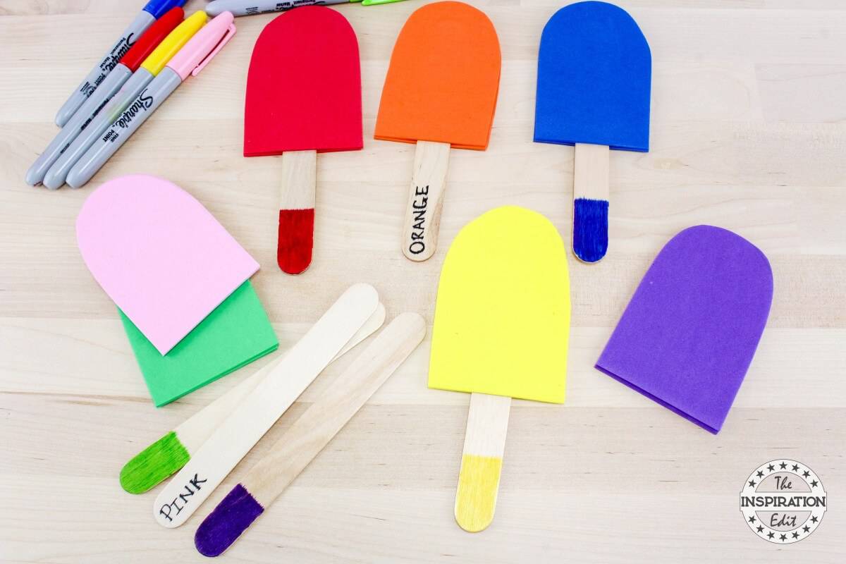 Color Matching Popsicle Stick Crafts for Kids · The Inspiration Edit