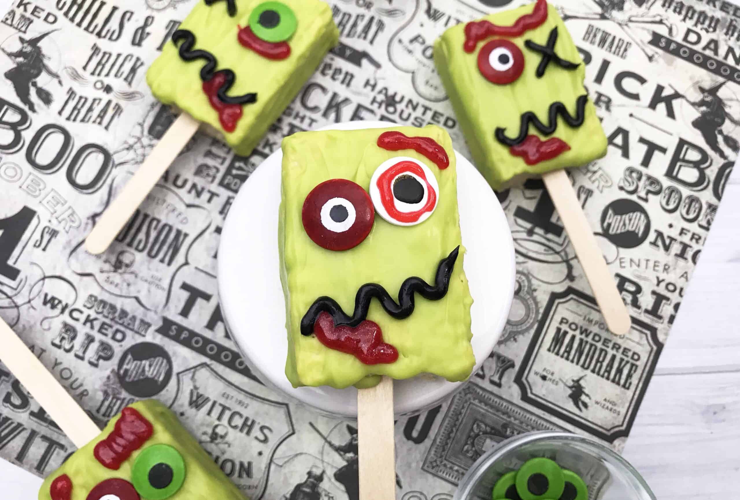 Zombie Pops! Easy Halloween Rice Krispie Treats | The Inspiration Edit