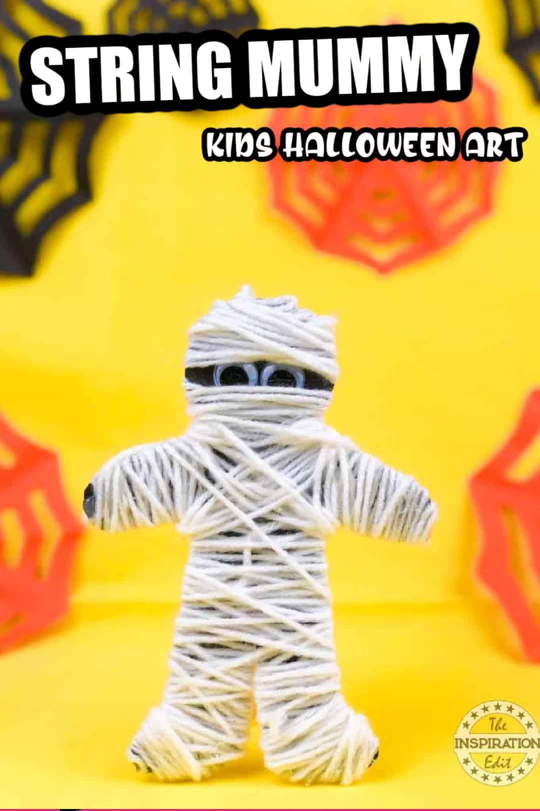 String Mummy Halloween Art for Kids - The Inspiration Edit